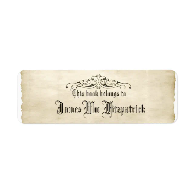 Vintage Style Old Parchment with Name Book Label | Zazzle