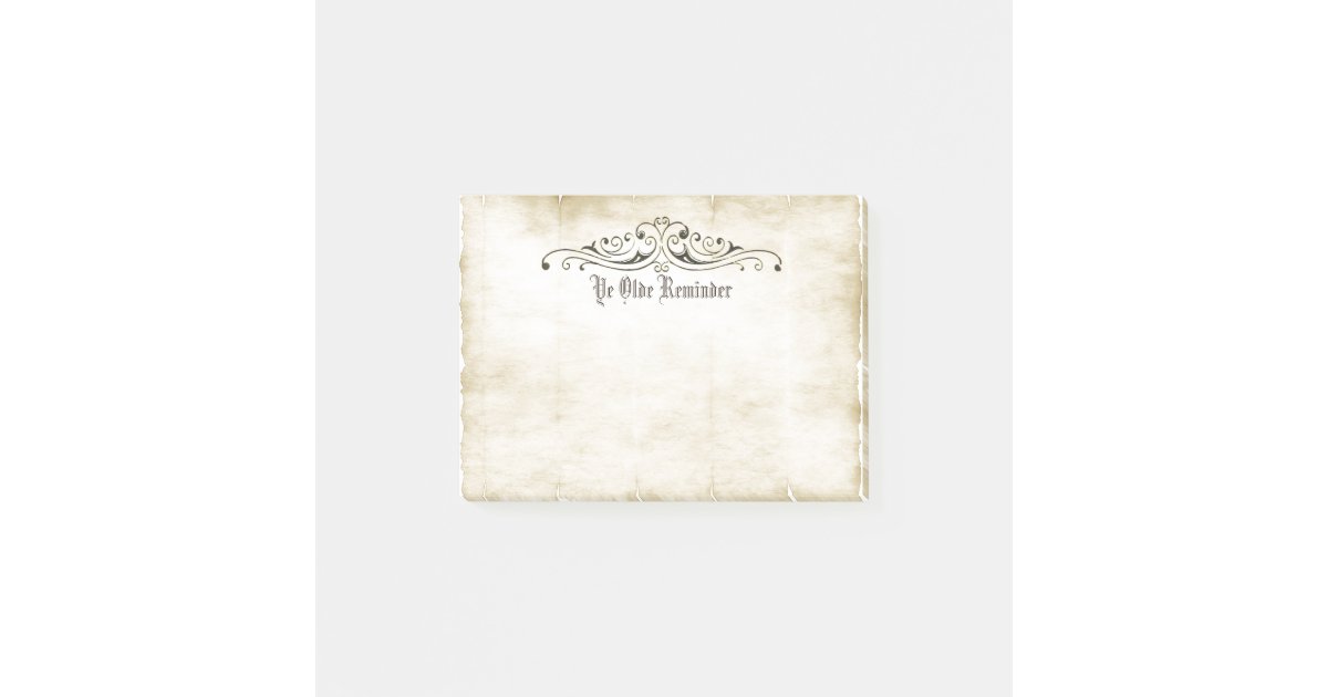 Vintage Style Old Parchment "Ye Olde Reminder" Post-it Notes | Zazzle