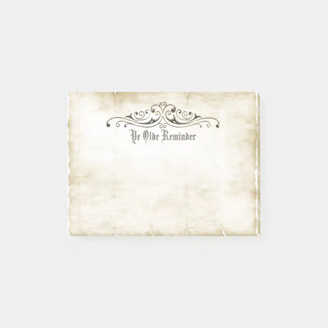 Vintage Style Old Parchment "Ye Olde Reminder" Post-it Notes | Zazzle