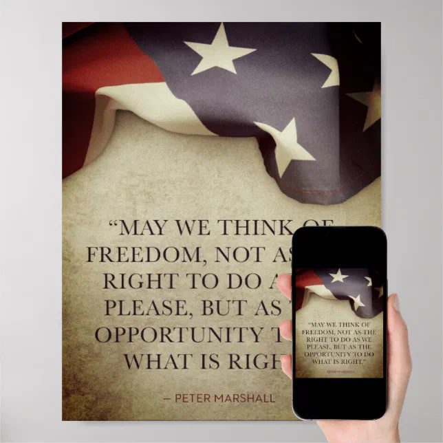 Vintage Style Patriot American Flag Freedom Quote Poster | Zazzle