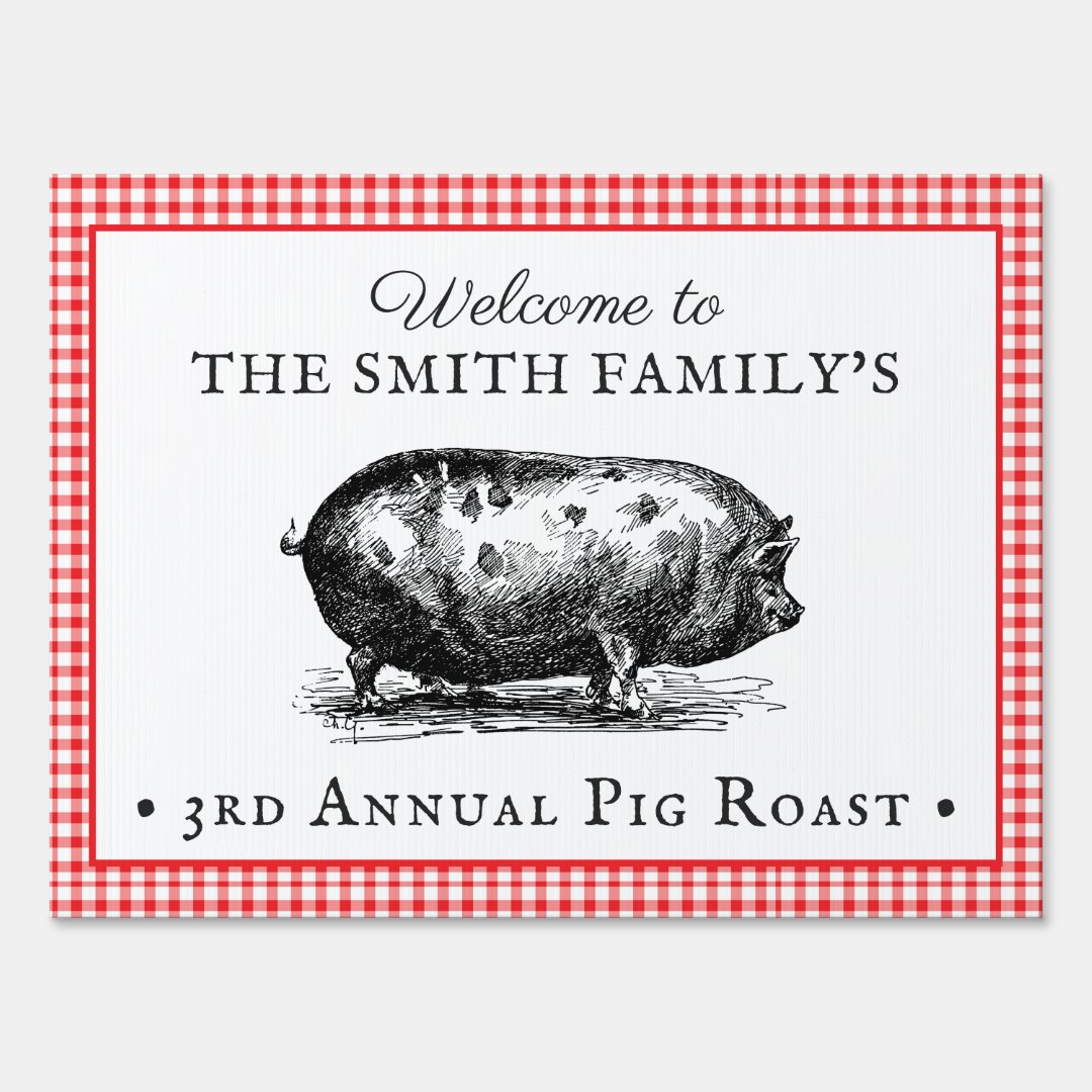 Vintage Style | Pig Roast Event | Family Reunion Sign | Zazzle