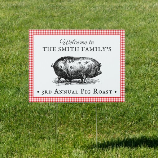 Vintage Style | Pig Roast Event | Family Reunion Sign | Zazzle