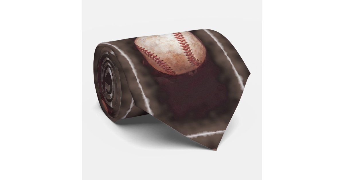 Vintage Style Sepia Baseball Artwork Neck Tie | Zazzle