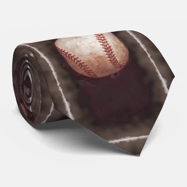 Vintage Style Sepia Baseball Artwork Neck Tie | Zazzle