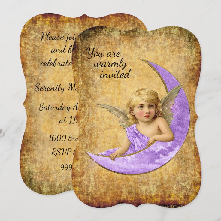 Vintage Style Spiritual Lavender Angel Invitation | Zazzle