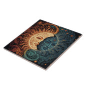 Vintage Style Sun and Moon Ceramic Tile | Zazzle