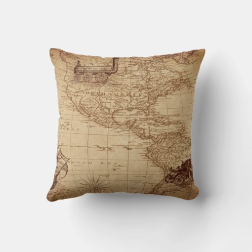 Vintage Style Transportation Map Throw Pillow | Zazzle