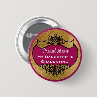 Vintage Stylish Name Tag Faux Gold Proud Parent Button | Zazzle