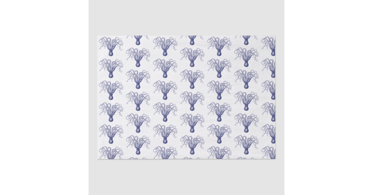 Vintage Stylized Octopus Drawing #8 Blue Tissue Paper | Zazzle