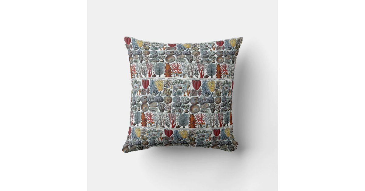 Vintage Stylized Sea Corals Wrapping Paper Throw P Throw Pillow | Zazzle