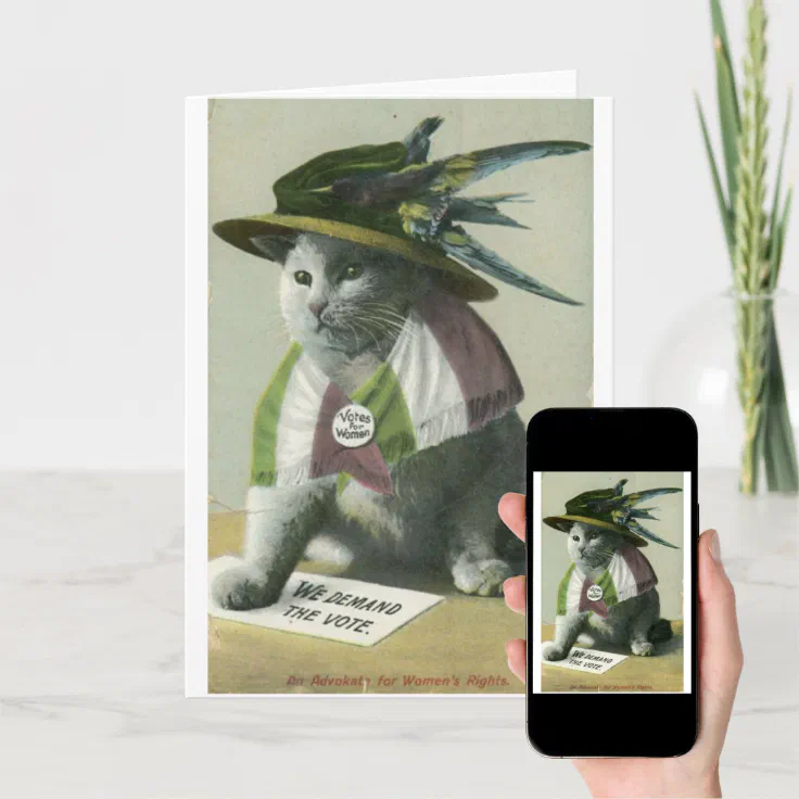 Vintage Suffragette Cat, Card | Zazzle