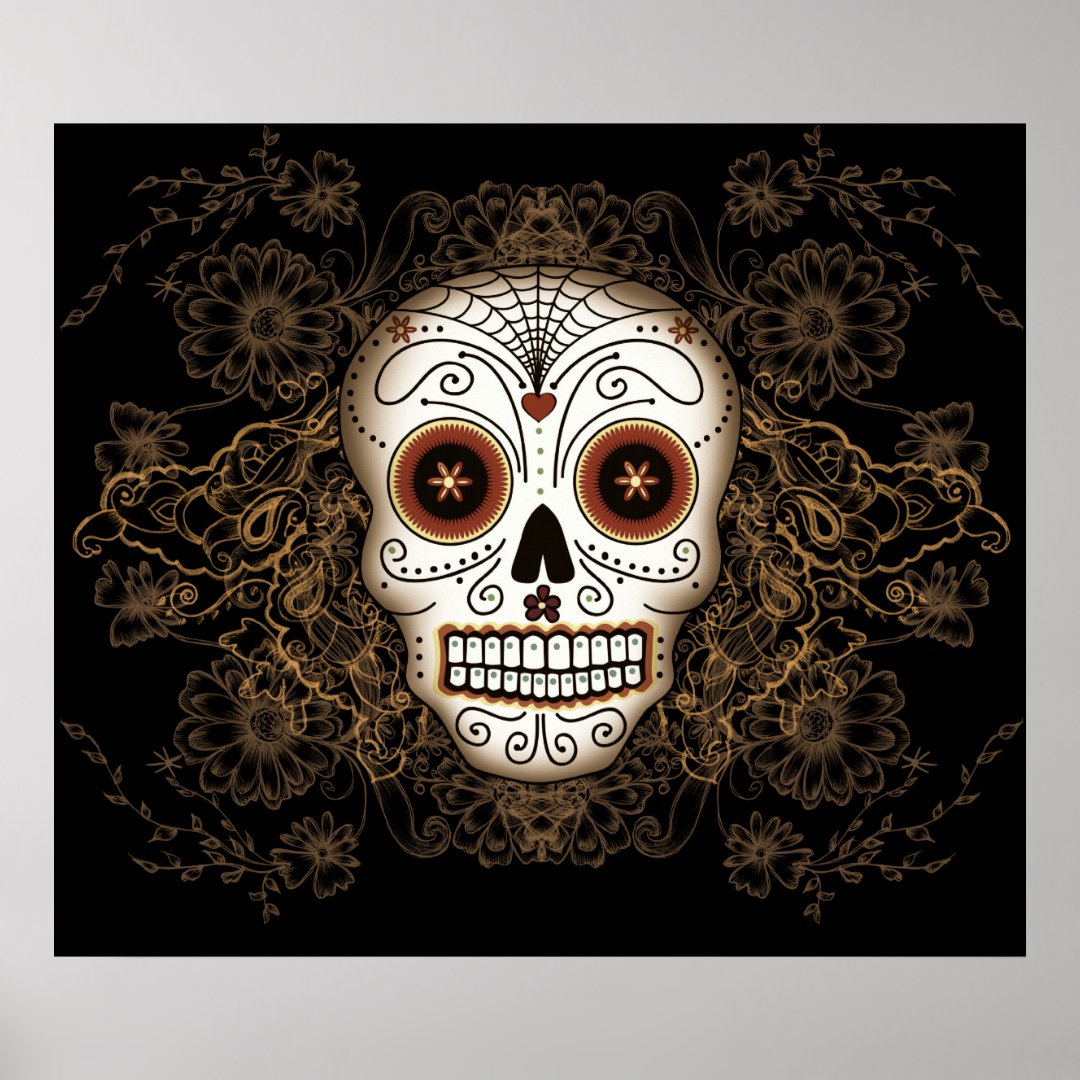 Vintage Sugar Skull Poster | Zazzle