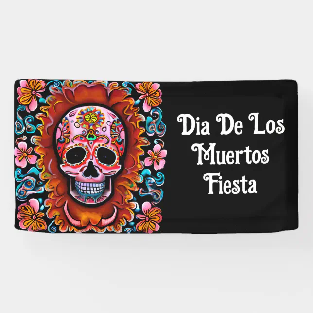 Vintage Sugar Skull Retro Day of the Dead Banner | Zazzle