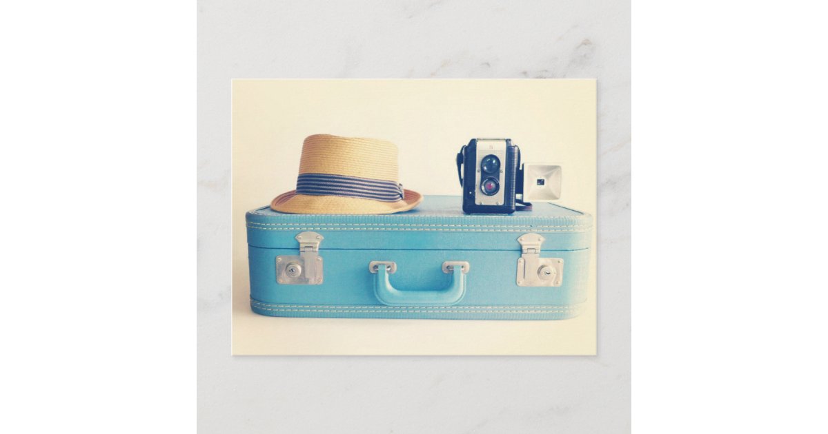 Vintage Suitcase Blank Postcard | Zazzle