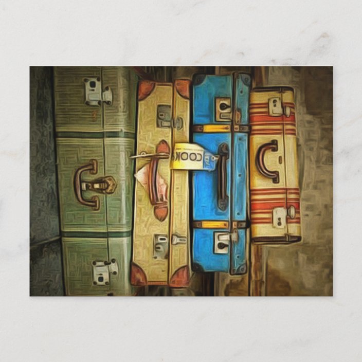Vintage suitcases postcard | Zazzle.com