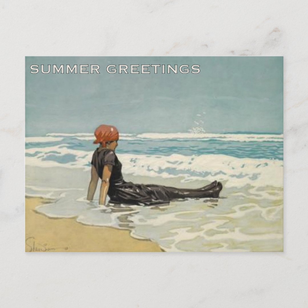 Vintage Summer Postcard From The Beach | Zazzle