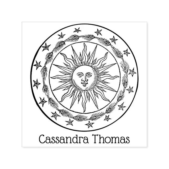 Vintage Sun Face Anthropomorphic Drawing #2 Name Self-inking Stamp | Zazzle