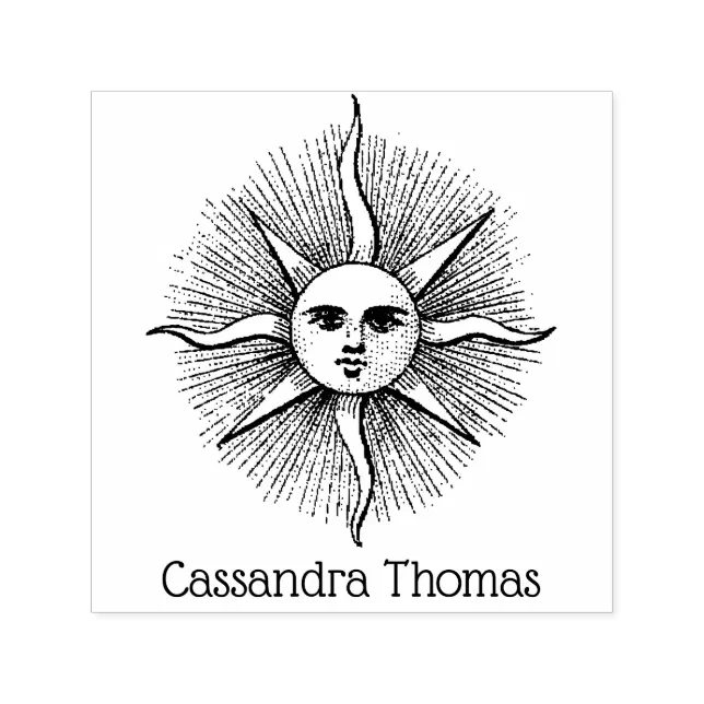 Vintage Sun Face Anthropomorphic Drawing #3 Name Self-inking Stamp | Zazzle