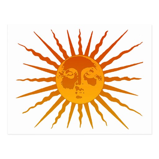 Vintage Sun Face Icon Postcard | Zazzle