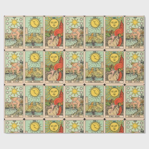 Vintage Sun Moon Stars Tarot Wrapping Paper | Zazzle