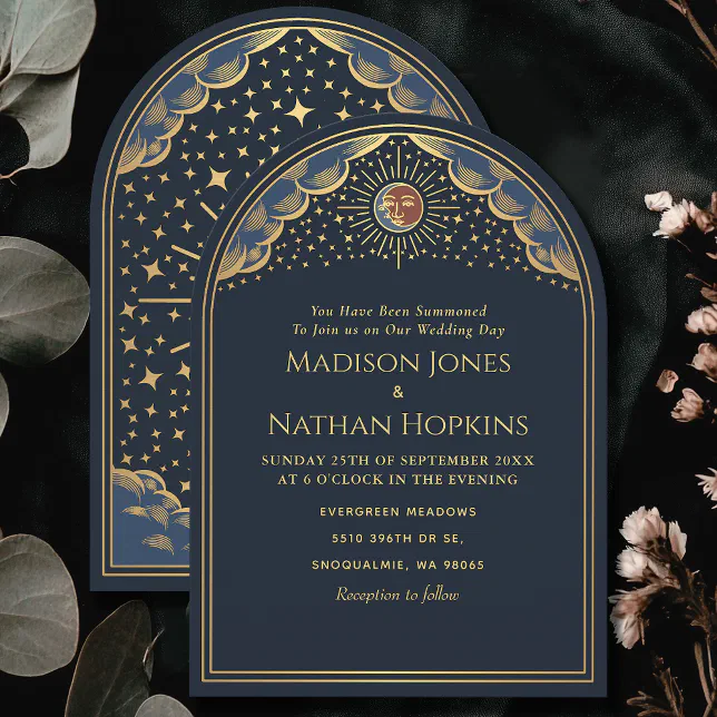 Vintage Sun Moon Tarot Arch Wedding Invitation | Zazzle