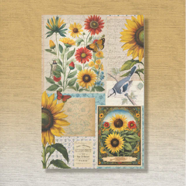 Vintage Sunflower Birds Seed Packet Ephemera Tissue Paper | Zazzle