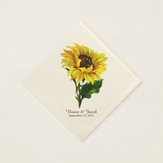 Vintage Sunflower Custom Wedding Napkins | Zazzle.com
