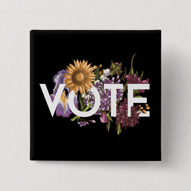Vintage sunflower Floral Elegant Feminine Go Vote Button | Zazzle