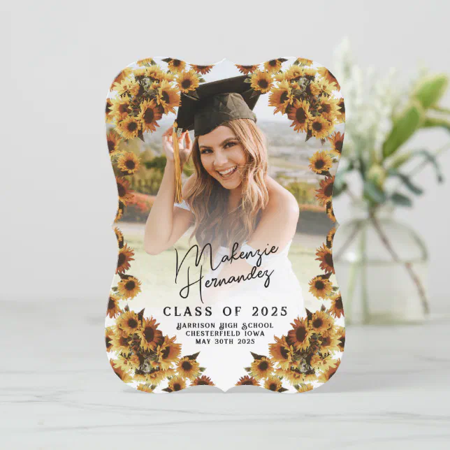 Vintage Sunflower Graduation Announcement | Zazzle