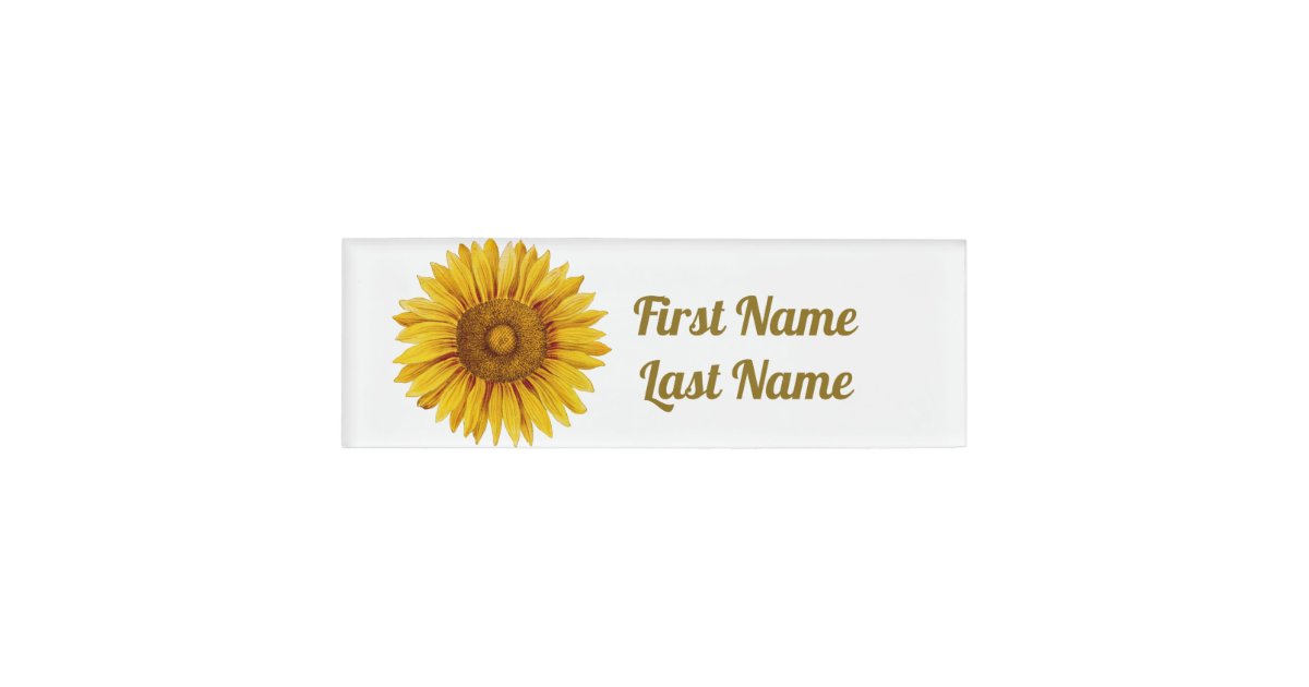 Vintage Sunflower Happy Flower Name Tag | Zazzle