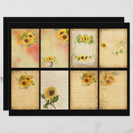 Vintage Sunflower Scrapbook ATCs | Zazzle