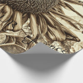 Vintage Sunflower Sepia Tone Old Script Decoupage Wrapping Paper | Zazzle