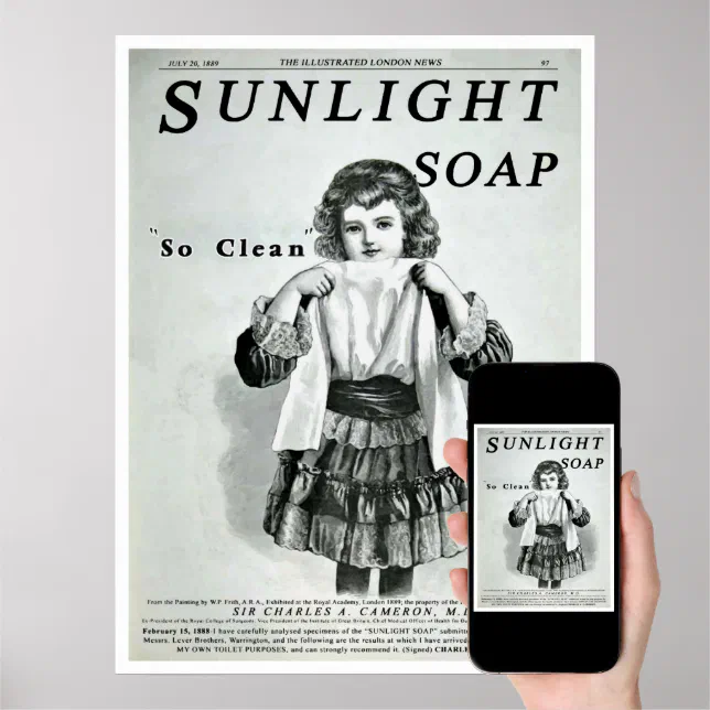 Vintage Sunlight Soap Advertisement Poster | Zazzle