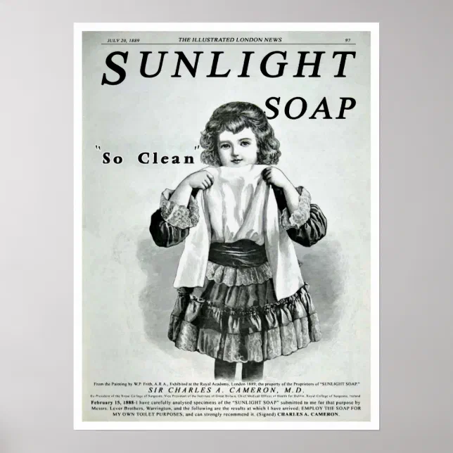 Vintage Sunlight Soap Advertisement Poster | Zazzle