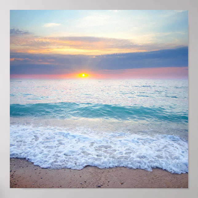 Vintage Sunset Beach Poster | Zazzle