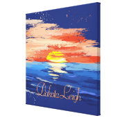 Vintage Sunset | Bold Abstract Blue Yellow Orange Canvas Print | Zazzle