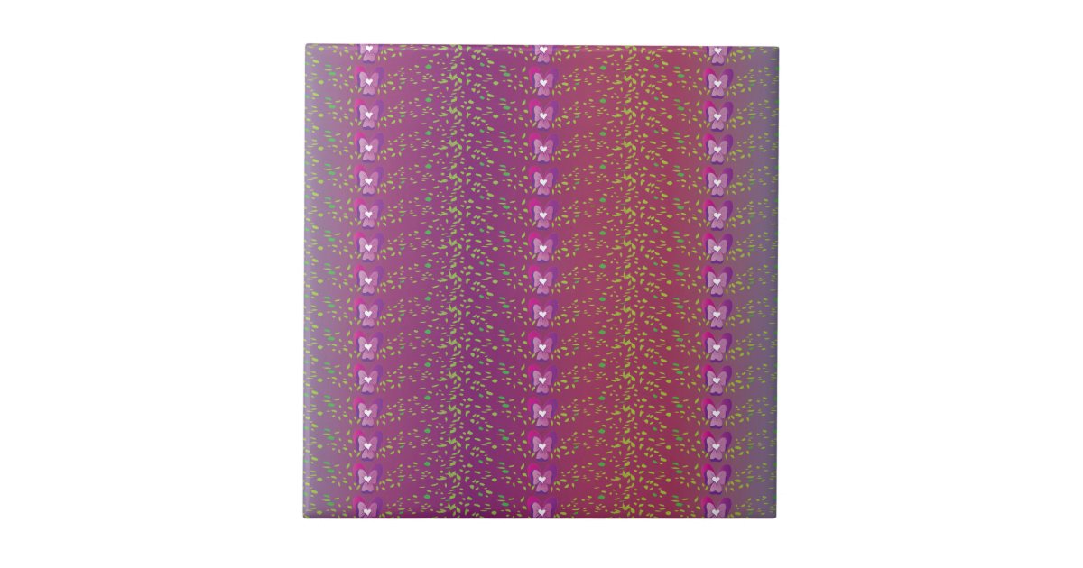 Vintage Sunset Floral Violets wallpaper pattern Ceramic Tile | Zazzle