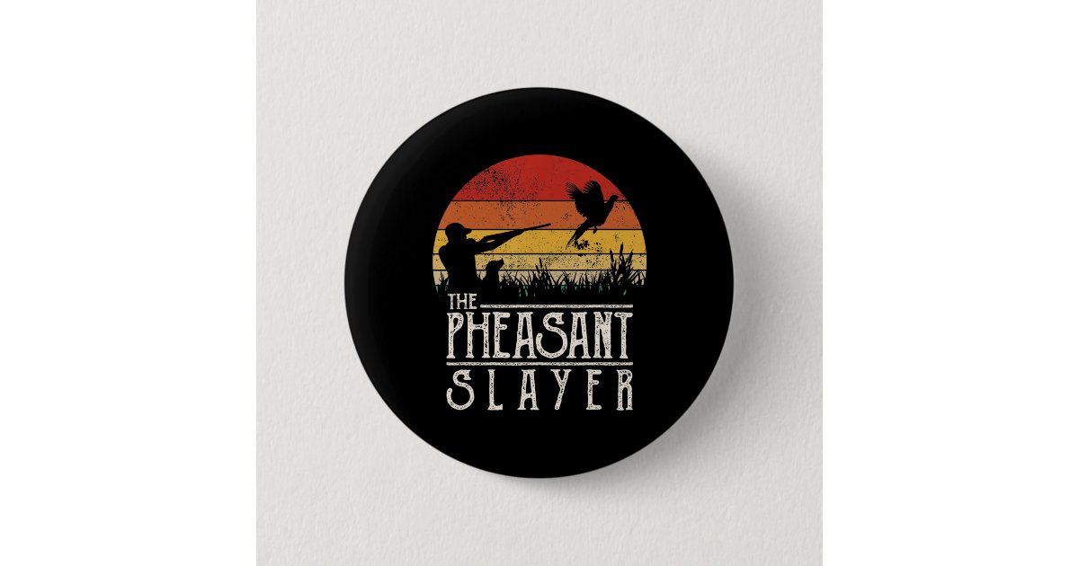 Vintage Sunset Retro Style Pheasant Hunting Pheasa Button | Zazzle