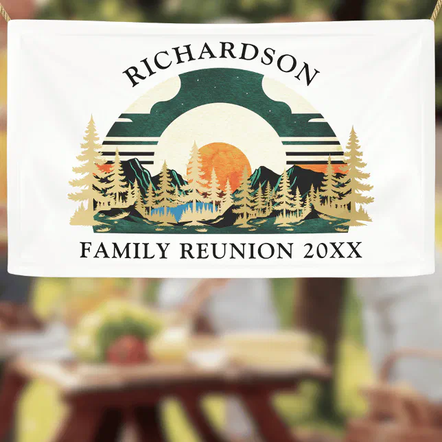 Vintage Sunset Road Trip Custom Family Reunion Banner | Zazzle