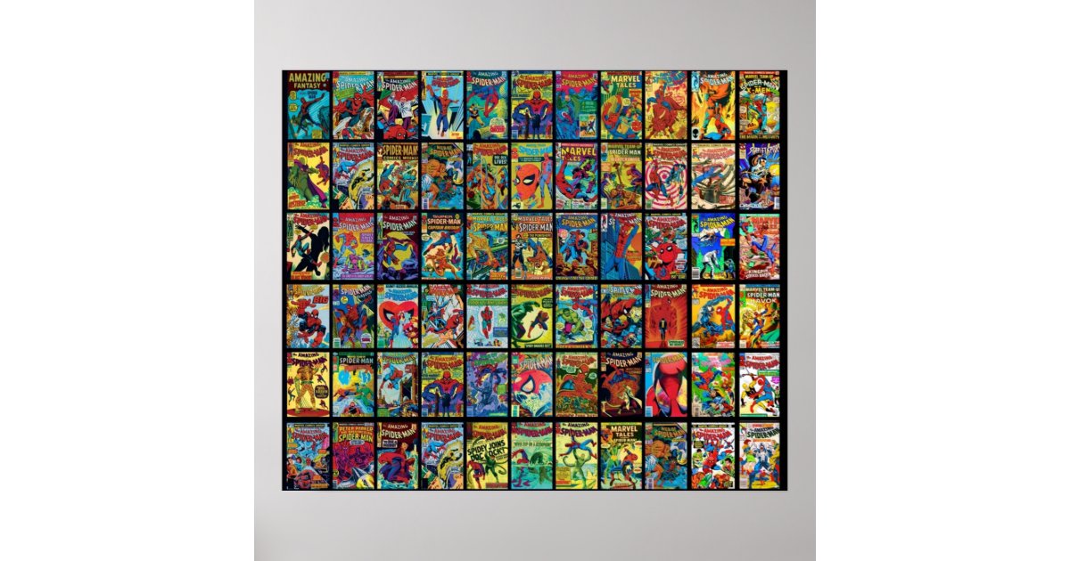 Vintage Superhero Comic Book Collection Pattern 3 Poster | Zazzle