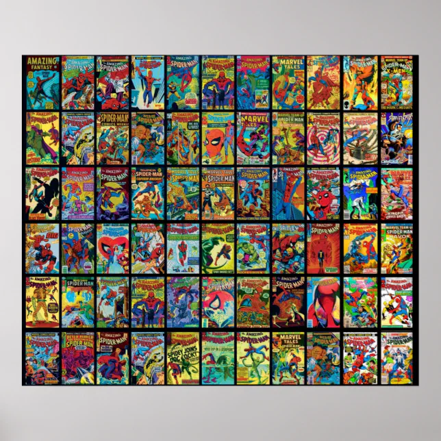 Vintage Superhero Comic Book Collection Pattern 3 Poster | Zazzle