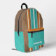 Vintage Surfboard Stripes - Subtle Wood Background Printed Backpack ...