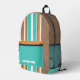 Vintage Surfboard Stripes - Subtle Wood Background Printed Backpack ...