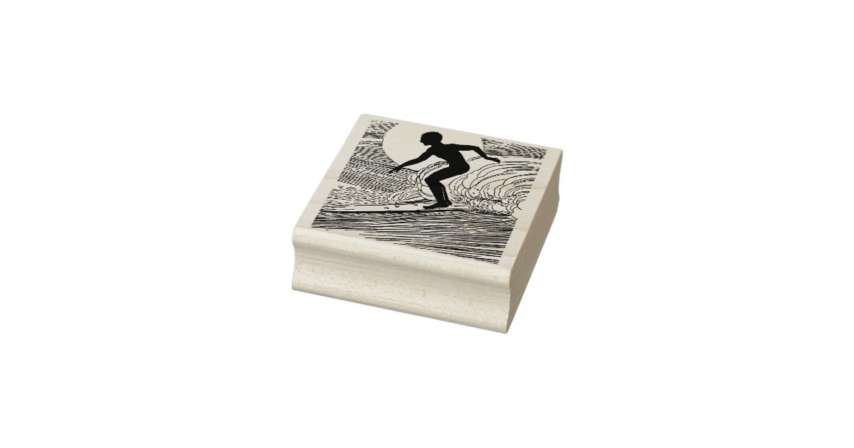 Vintage surfing rubber stamp | Zazzle