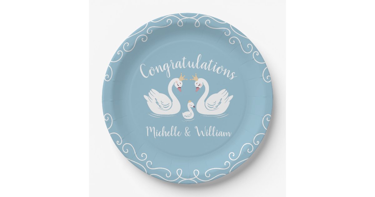 Vintage Swan Baby Shower Spring Paper Plates | Zazzle