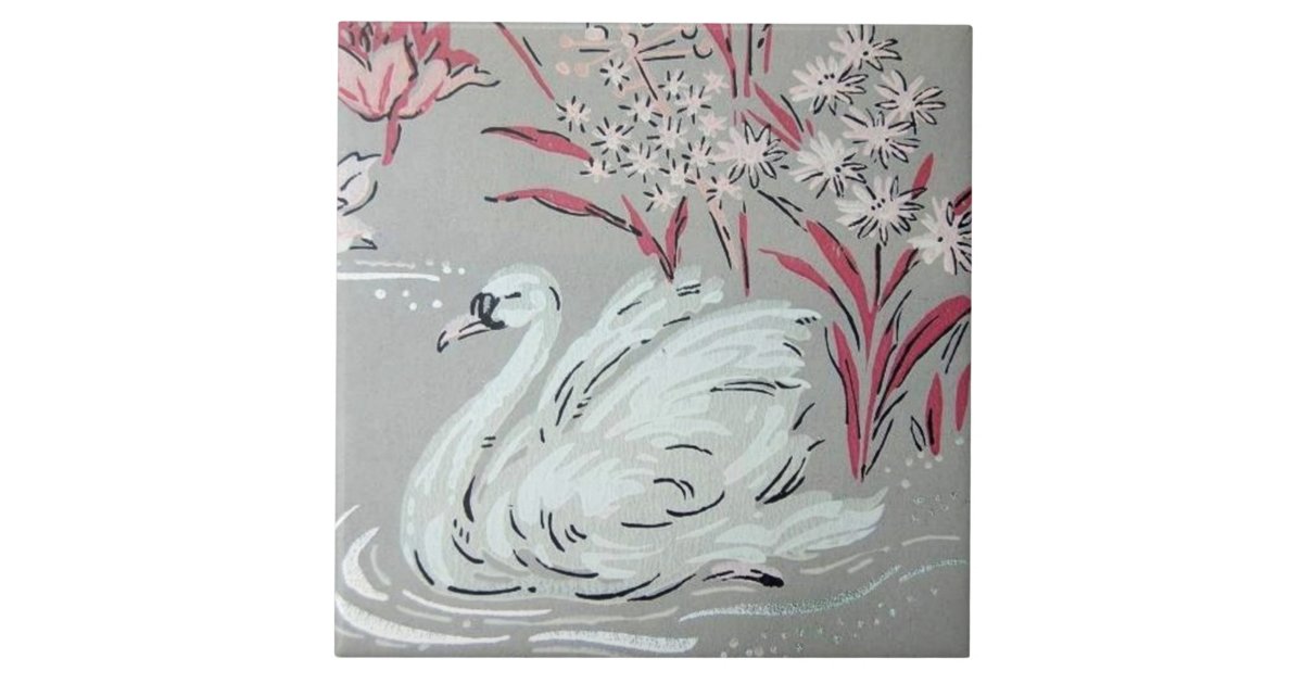 Vintage Swan Tile | Zazzle