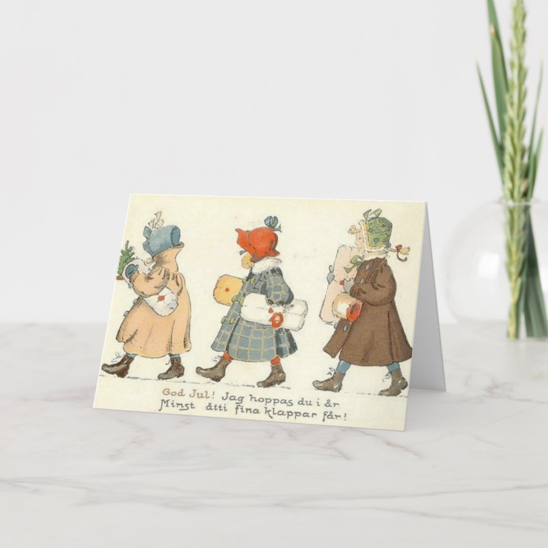 Vintage Swedish Christmas Greeting Card | Zazzle