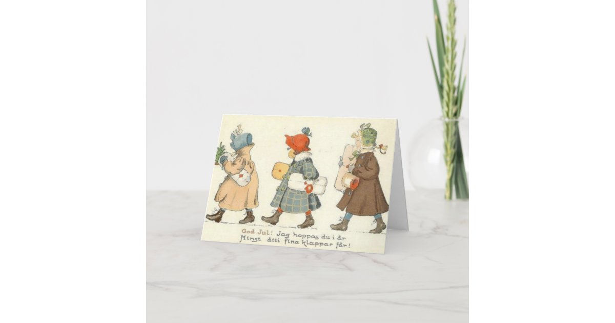 Vintage Swedish Christmas Greeting Card | Zazzle