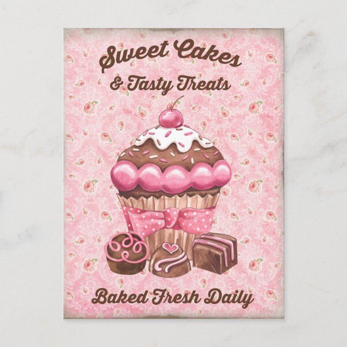 Vintage sweets cute candy cupcake postcard | Zazzle.com