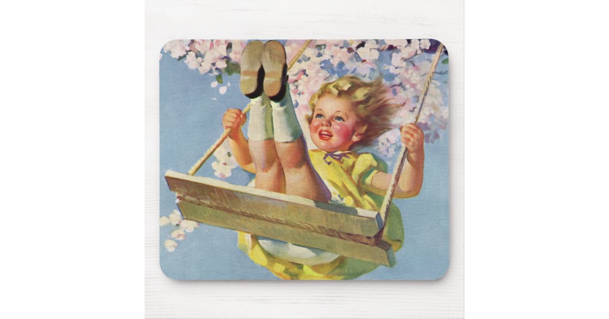 Vintage Swing, Girl Swinging in a Tree Childs Play Mouse Pad | Zazzle